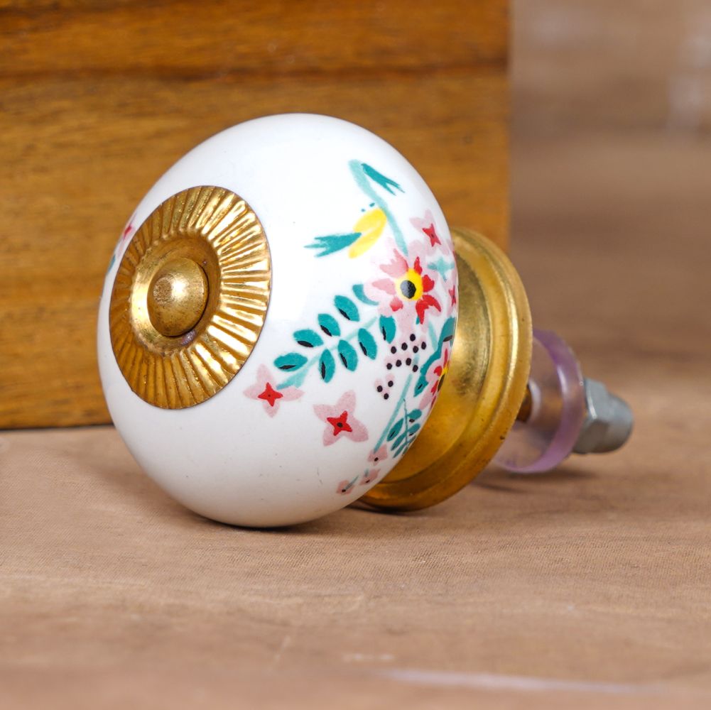Ceramic Multicolor Floral Pattern Cabinet Knobs